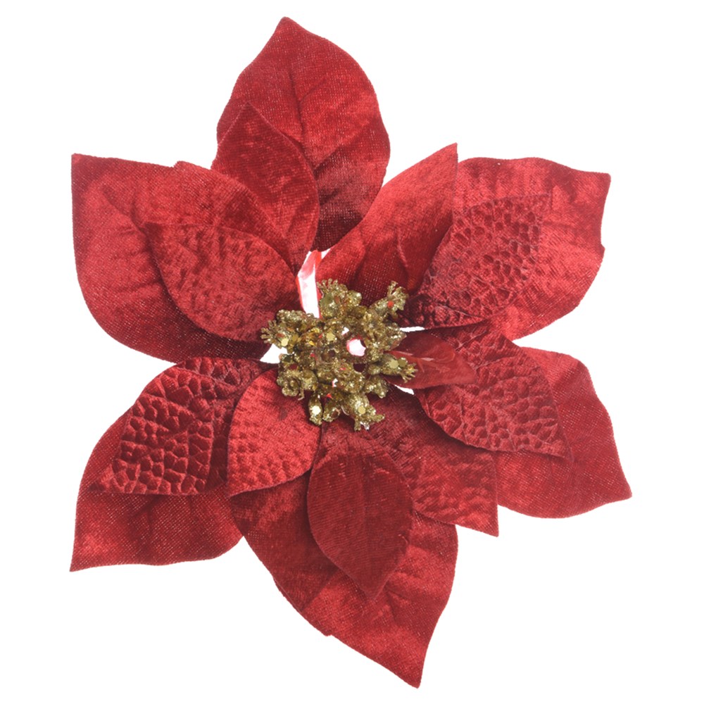 Lule poinsettia, Permasa: Dia 24cm, Ngjyra: Kuqe velvet, Mat
