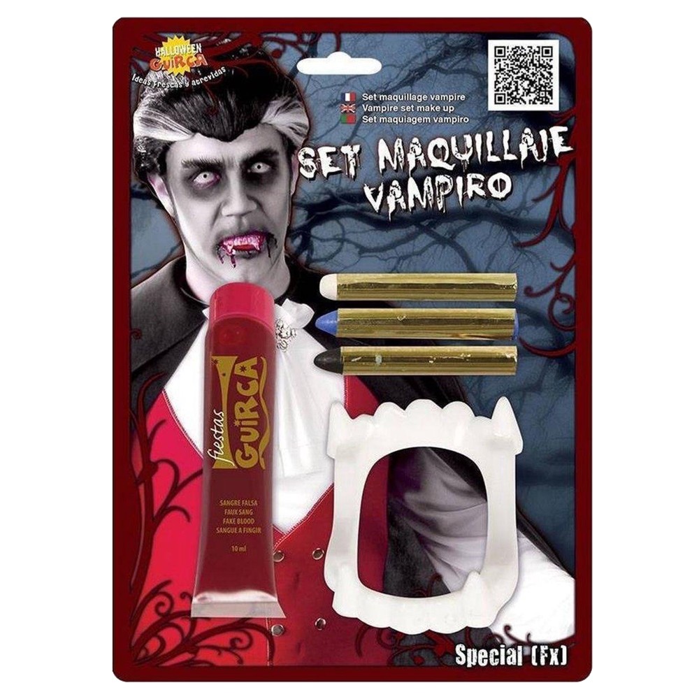 Vampire makeup set, Dracula, plastic, 15 cm, red, 1 piece