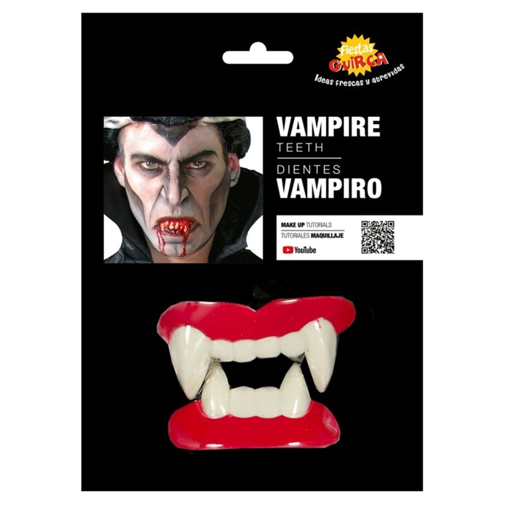 Halloween vampire teeth, PVC, 10 cm, red, 1 piece | Megatek
