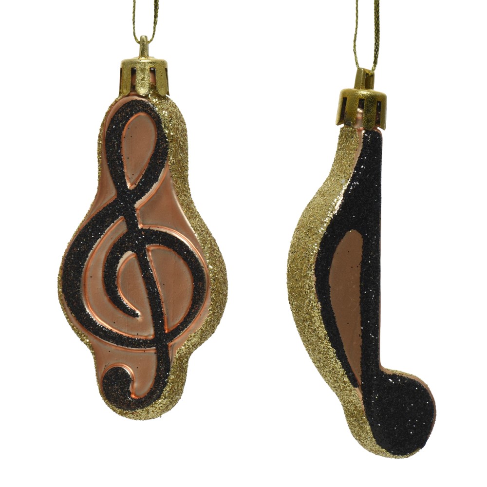 Decorative musical notes with hanging, plastic, gold with bl