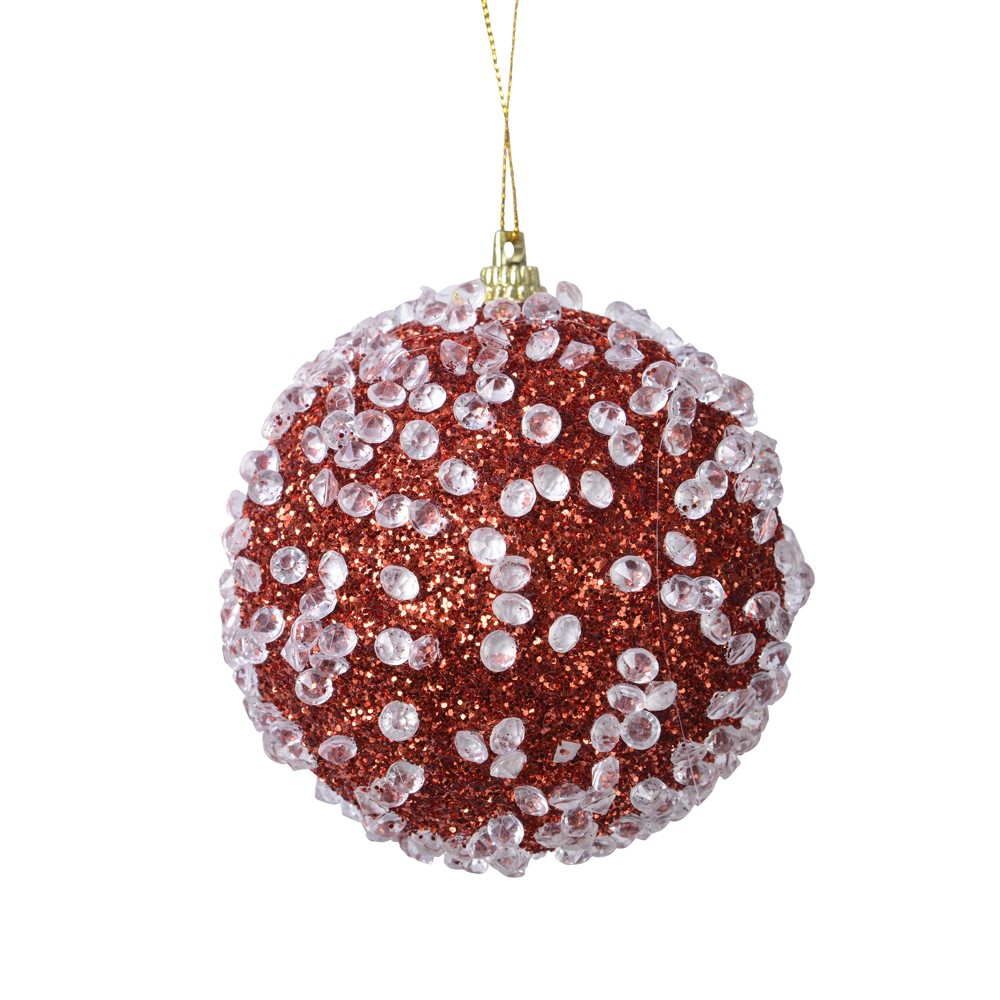 Decorative sphere, plastic, red, Dia.8 cm | Megatek