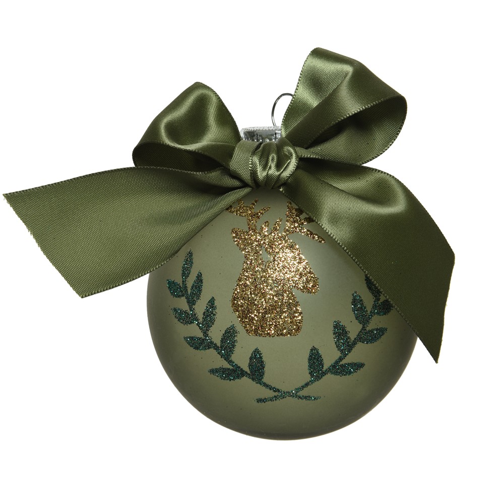 Decorative sphere, plastic, green, Dia.8 cm | Megatek