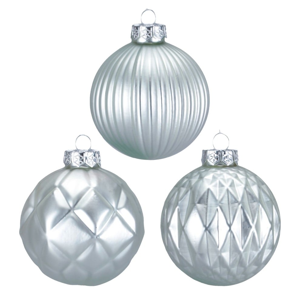Decorative Sphere, glass, silver, Dia. 8 cm | Megatek