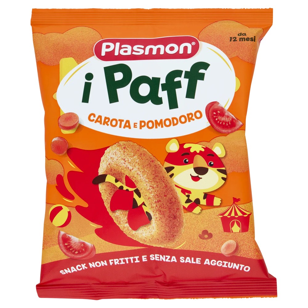 Soft puffs, with carrots and tomatoes, Plasmon, 15 gr | Mega