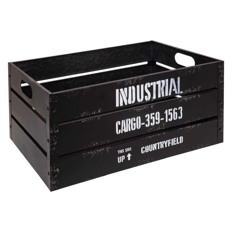 Storage box, square, metal, black, L- 50x30xH23.5cm | Megate