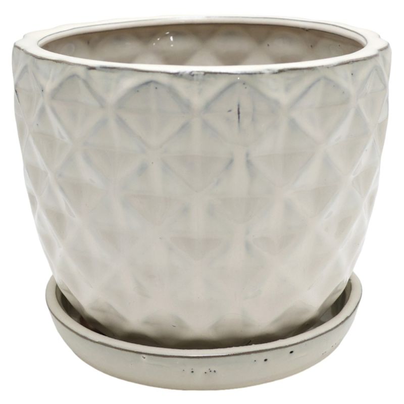 Flower pot, ceramic, cream, 19.5x19.5x16.5 cm | Megatek