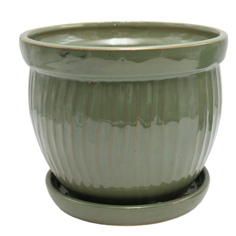 Vazo lulesh, qeramike, jeshile, 21x21x18 cm | Megatek