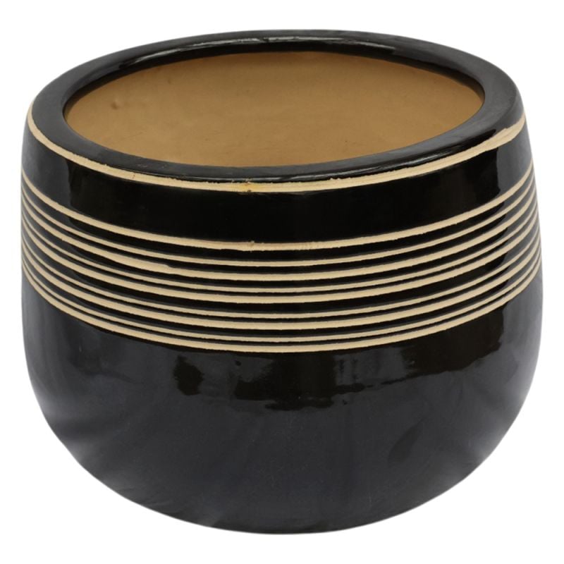 Flower pot, L, ceramic, black, Ø29xH22 cm | Megatek