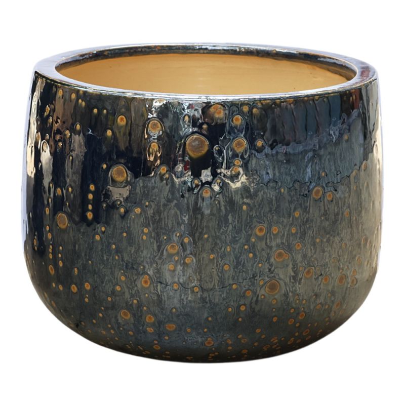 Flower pot, L, ceramic, black/brown, Ø29xH22 cm | Megatek