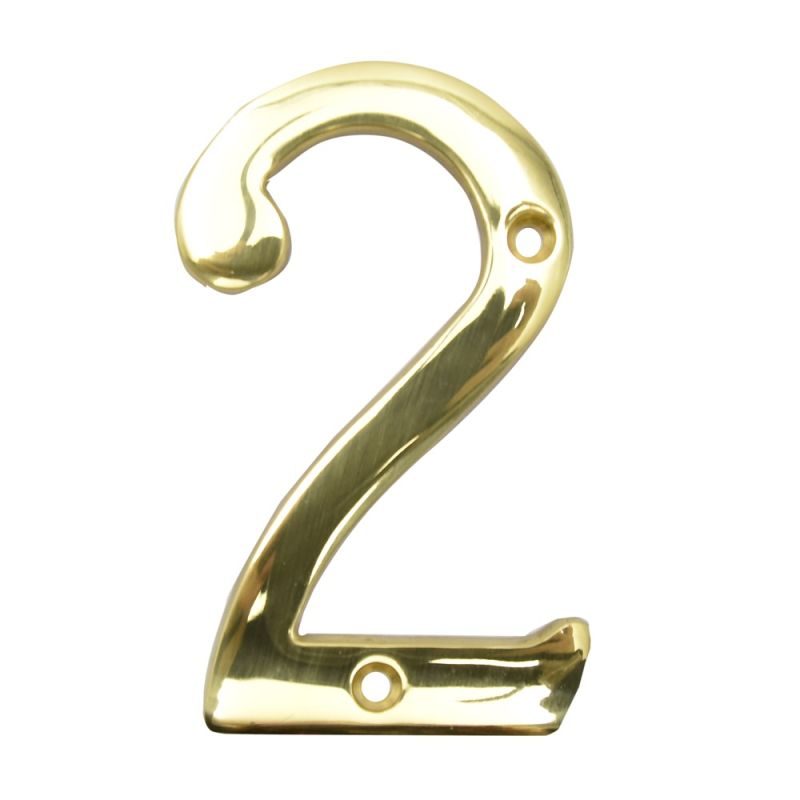 Door number, 2, brass, yellow, 4 | Megatek