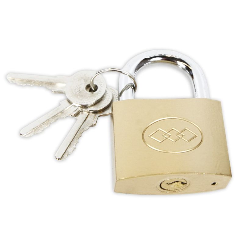 brass painted iron padlock,thin type,3 iron normal keys,colo