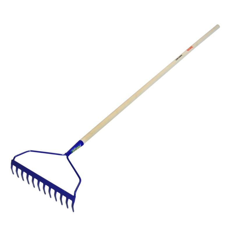 Garden rake with handle, BRIXO, tempered steel/wood, 12 teet