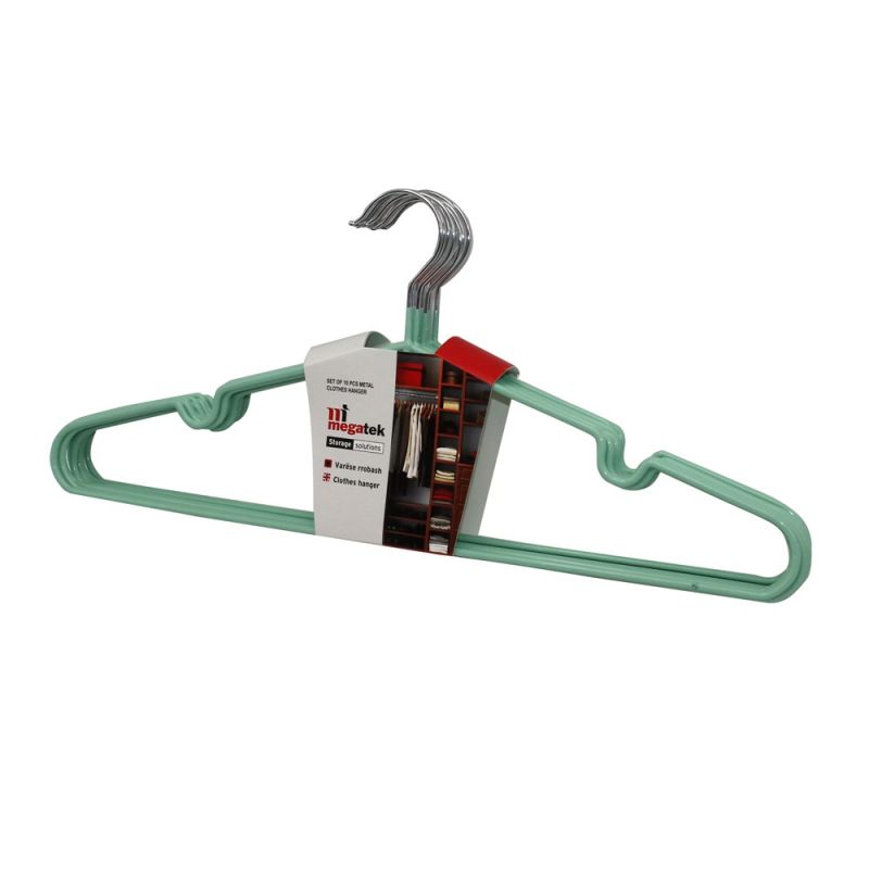 Varëse rrobash kremastar, set 10 copë, MEGATEK, metal i vesh