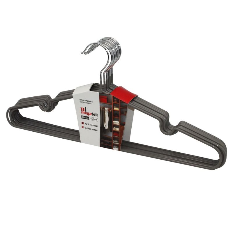 Varëse rrobash kremastar, set 10 copë, MEGATEK, metal i vesh