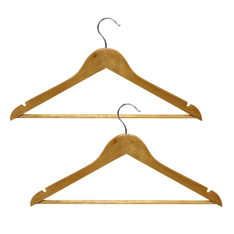 Varëse rrobash kremastar, set 2 copë, MEGATEK, druri, natyra