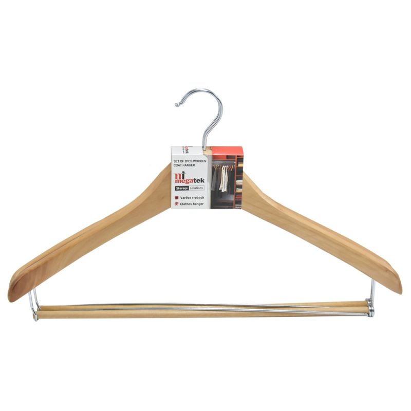 Varëse rrobash kremastar, set 2 copë, druri, me shufër mbyll