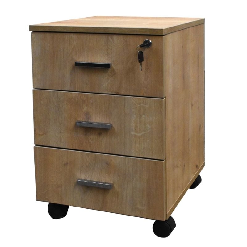 Office desk drawer, Standart, 3 drawers, 1 with lock, melami