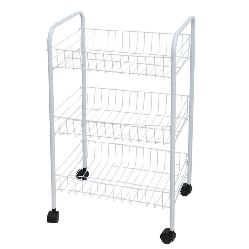 Raft mbajtes , EPOXY, me rrota, 3 kosha, metal, e bardhë, 36