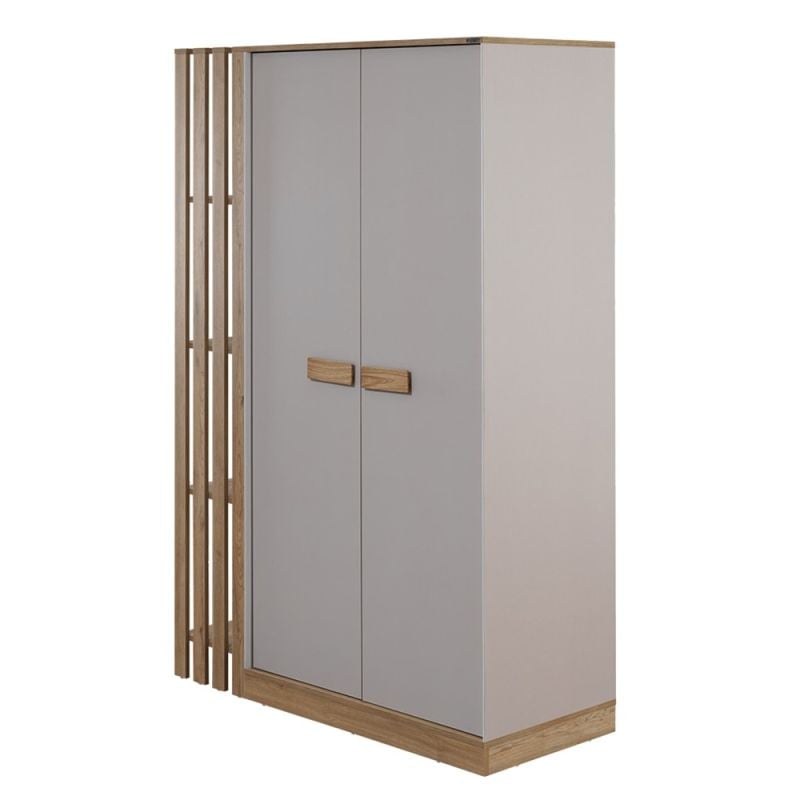 Wardrobe, Huga, melamine, grey/natural, 135x61xH207 cm | Meg
