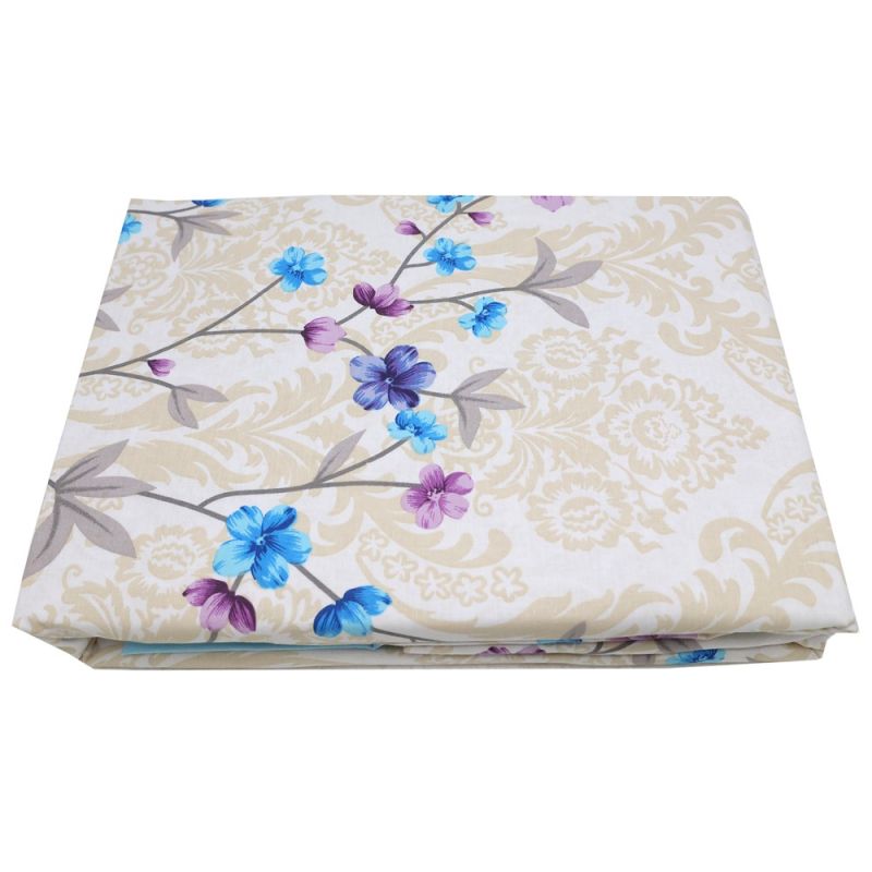 Çarçaf set, dopjo, zarf, pambuk, gri me lule blu/lejla, 240x