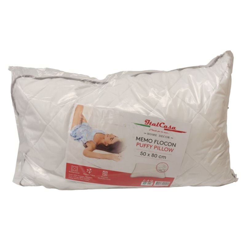Pillow, Memo Flocon Puffy, memory foam crumbs, polyester, wh