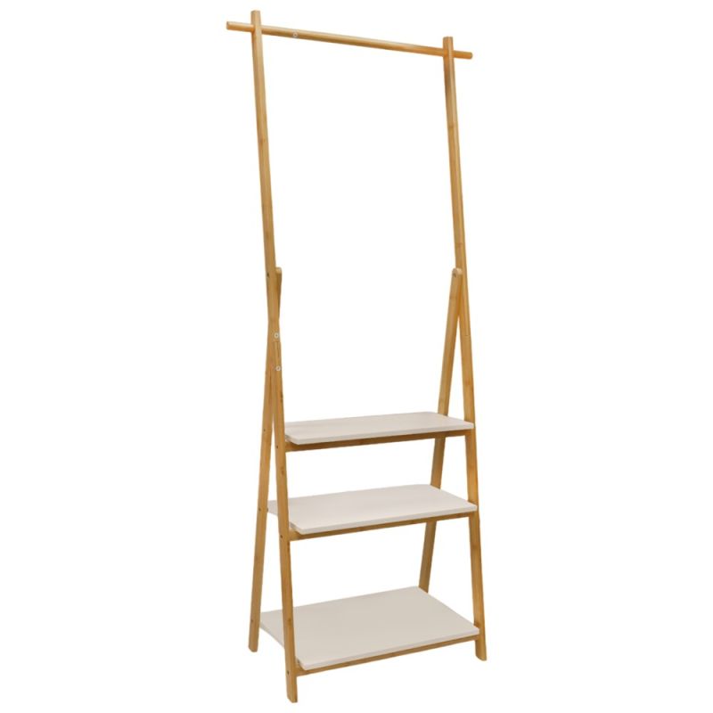 Varëse rrobash ''Temuja'', bambu, e bardhë/natyrale, 33x7xH5