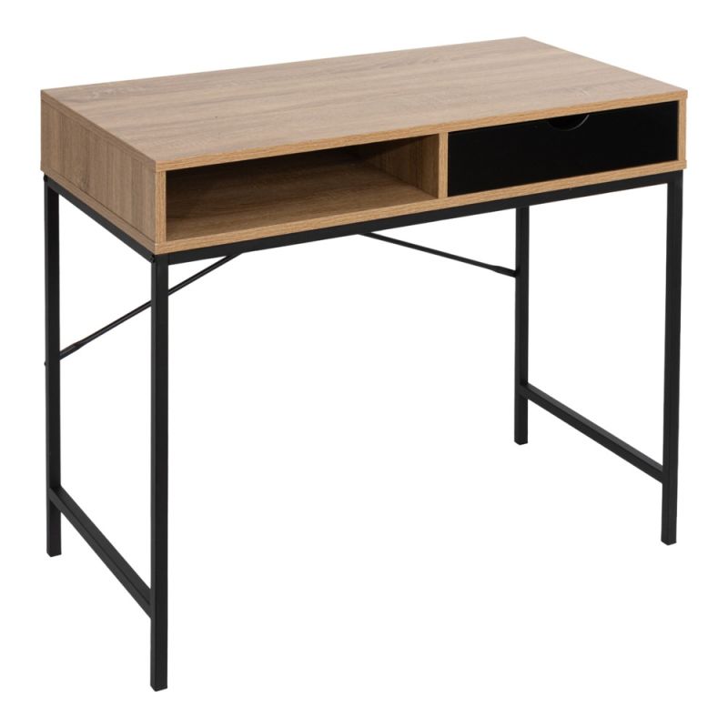 Tavolinë studimi, strukturë metali, syprinë melaminë, kafe/e