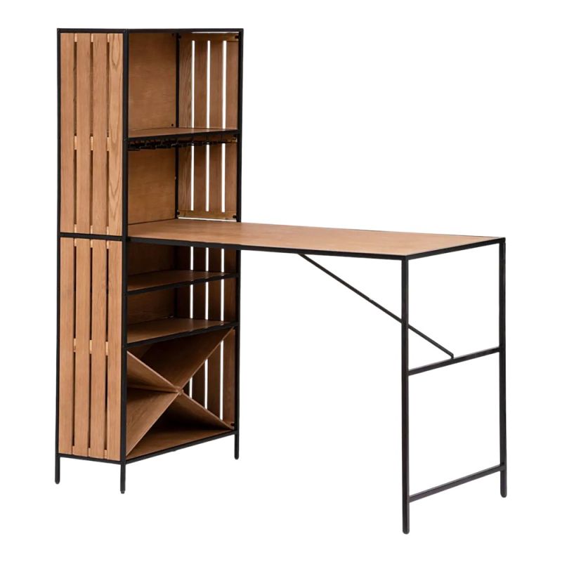 Tavolinë bari, me rafte, Bakos, mdf/metalike, kafe/ e zezë,