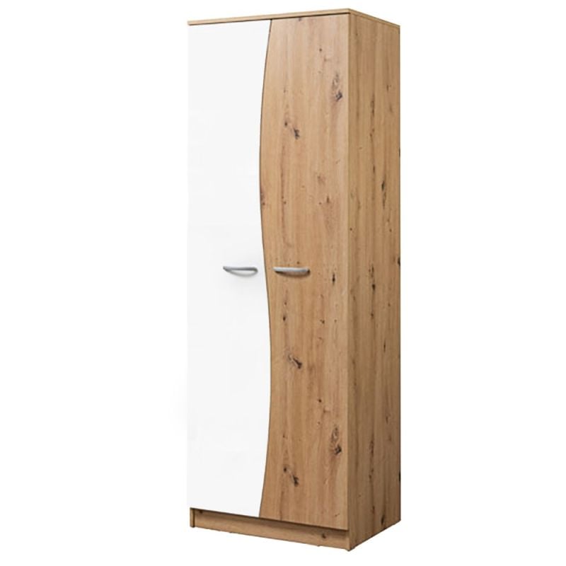 Dollap rrobash, Wave, melaminë, e bardhë/artizan, 69x51xH200