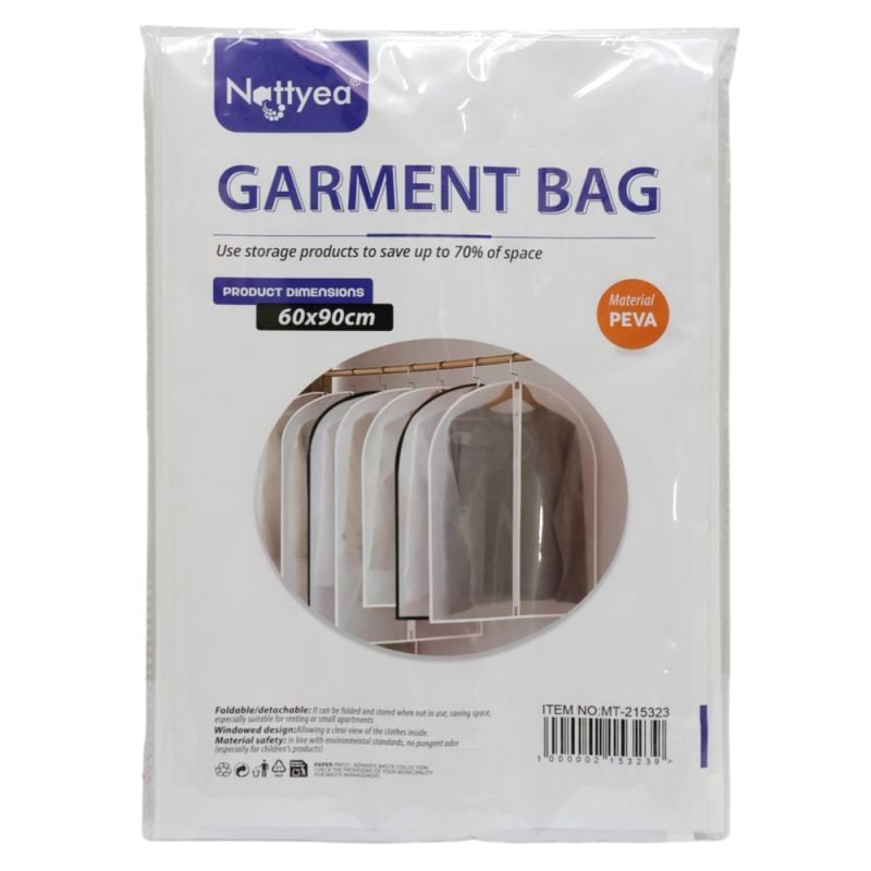 Garment bag, polyester, white, 60x90 cm | Megatek