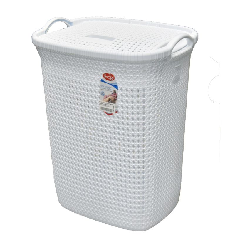 Kosh rrobash, Knit, 65 lt, plastik, e bardhë, 43.9x35.7x58.3