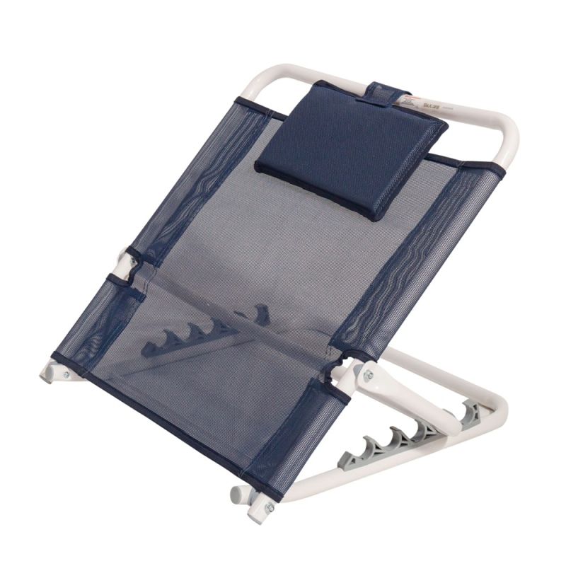 Adjustable back rest, metal frame, mesh, white / blue, 56x47