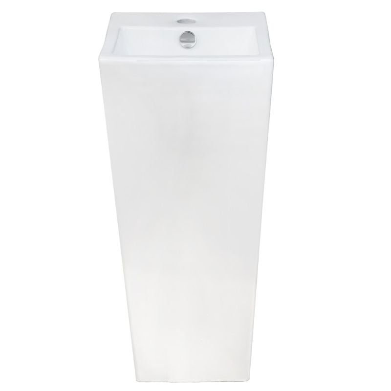 Square basin, column, floor standing, porcelain, white, 34x3