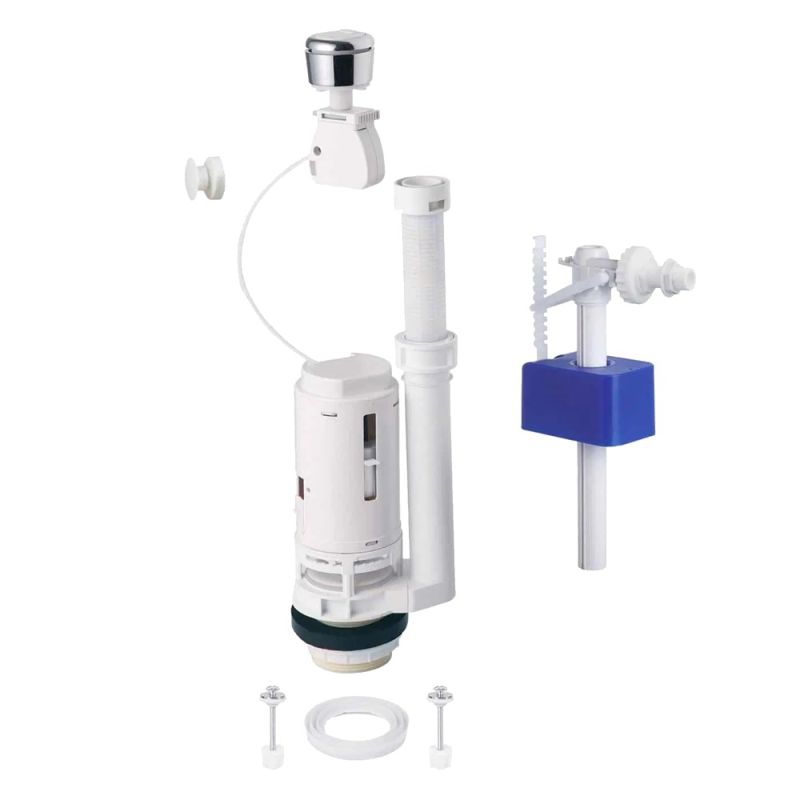 Discharge mechanism set, with cable, 2 buttons + vertical fl