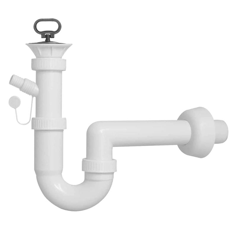 Sink siphon for dishwasher + 1 outlet, polypropylene, white,