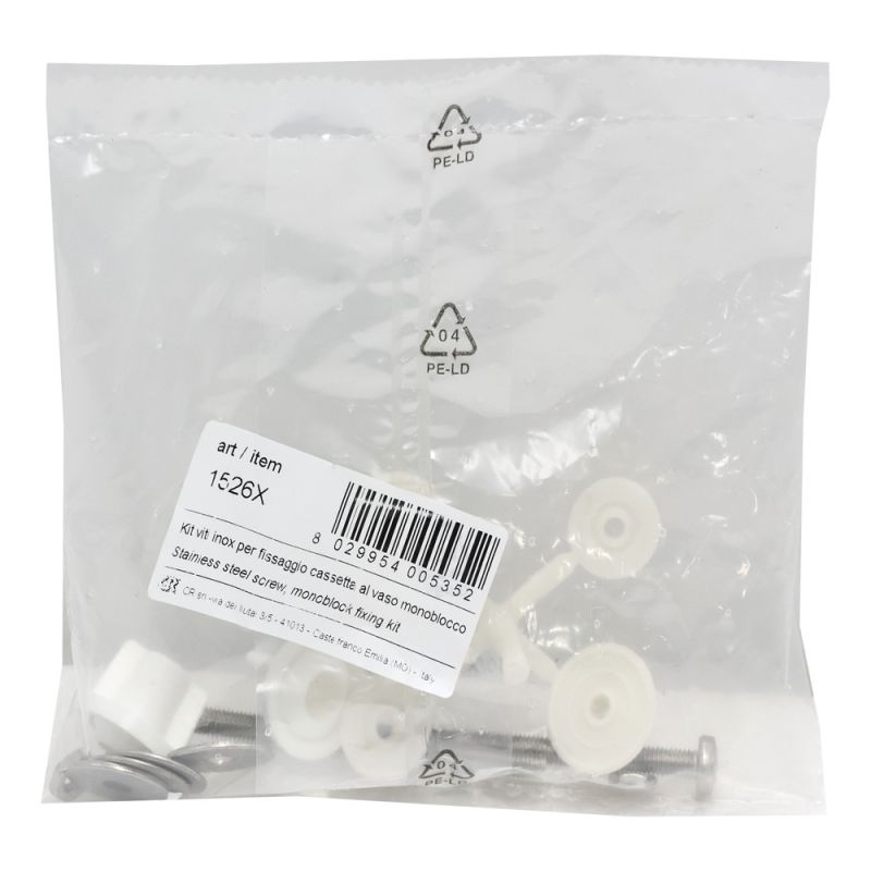 Fixing screw set with rubbers, for toilet cassette, stainles