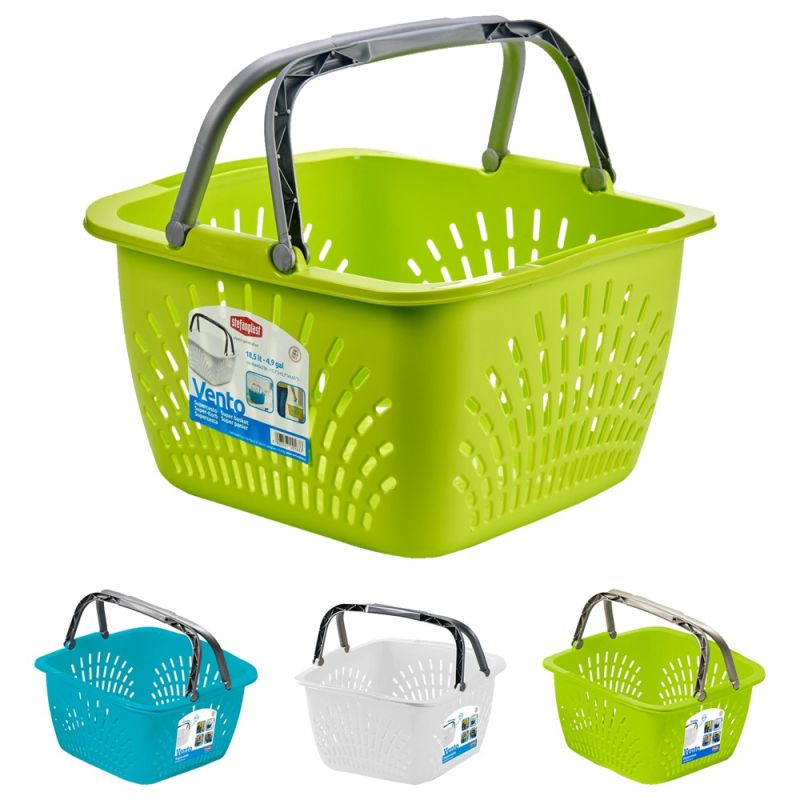 Laundry basket, VENTO, square with handle, 18L, colorful pla