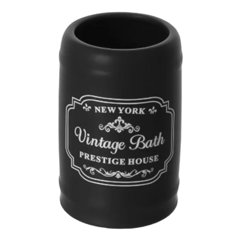 Toothbrush holder, Vintage, ceramic, black, 8xH11.5 cm | Meg