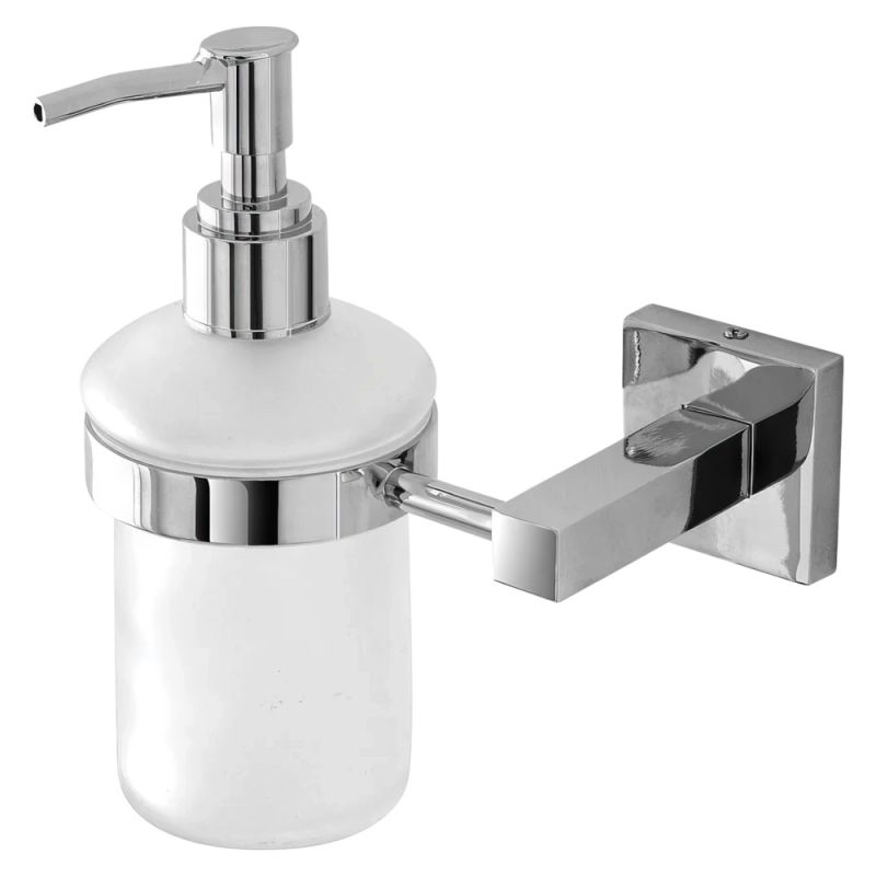 Soap dispenser ''Rock'' in inox silver color. Dimensions, H