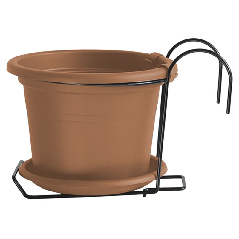 Flower pot kit, Basic, round, plastic, terracotta, 20 cm | M