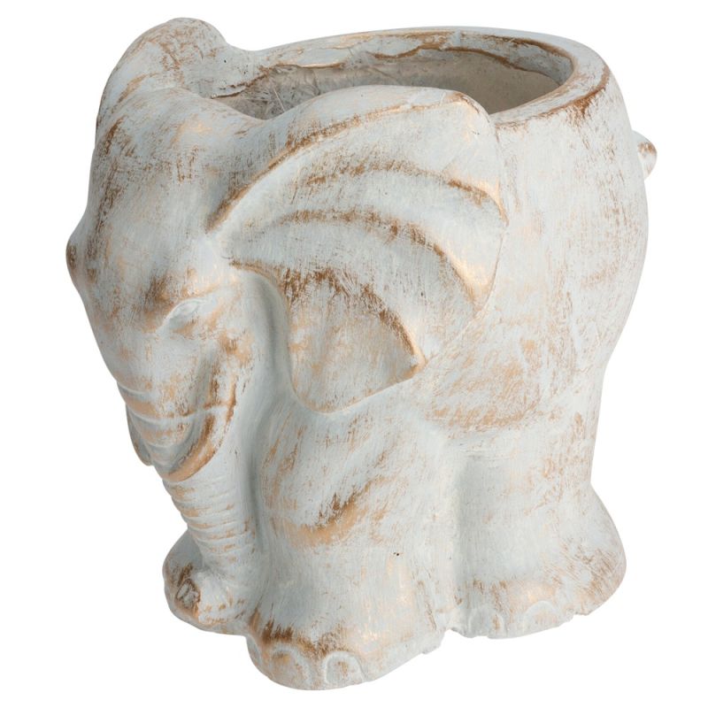 Flower pot, Elephant, magnesium oxide, white, 27.5x22xH27