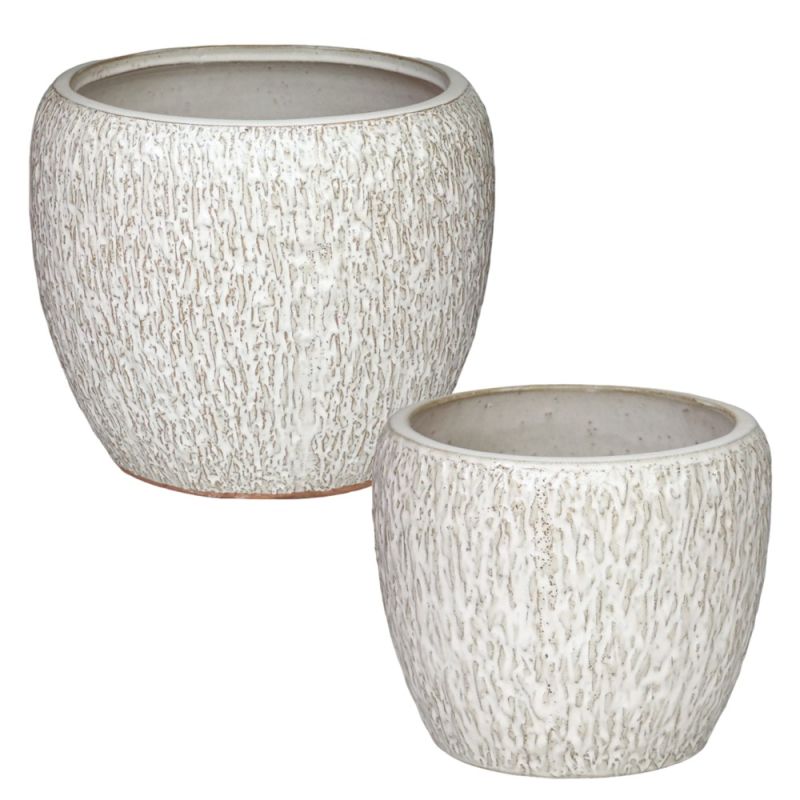 Flower pot, set 2 pieces, ceramic, cream, 19x19x15.5 cm; 28.