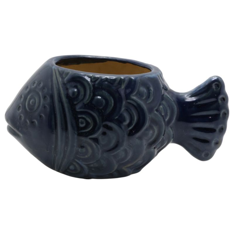 Flower pot, Fish, ceramic, blue, 30x16xH14 cm | Megatek