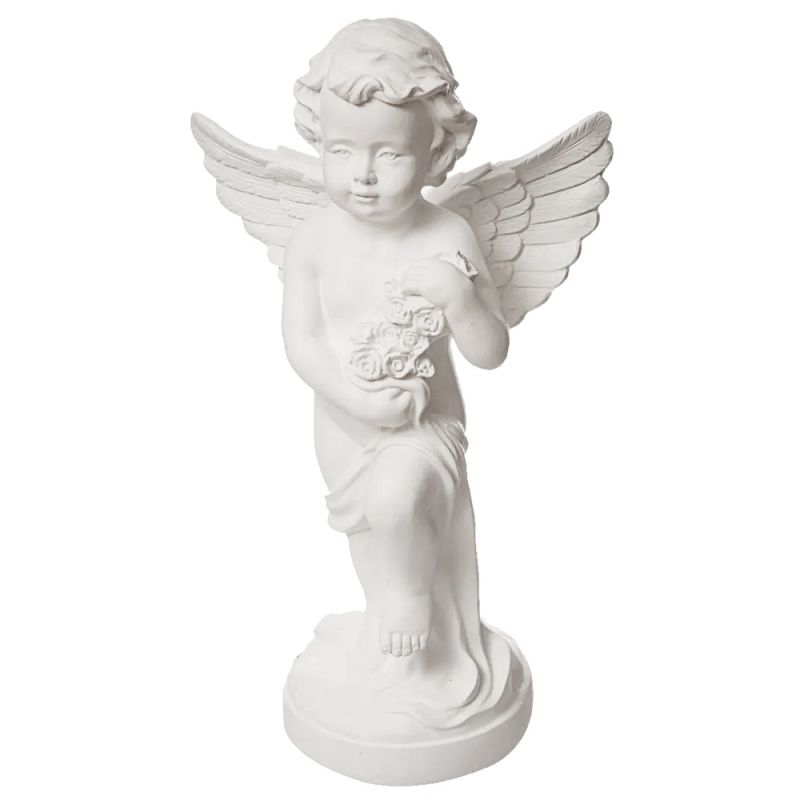 Decorative statue, Angel, magnesium/fiberglass, white, 42x25