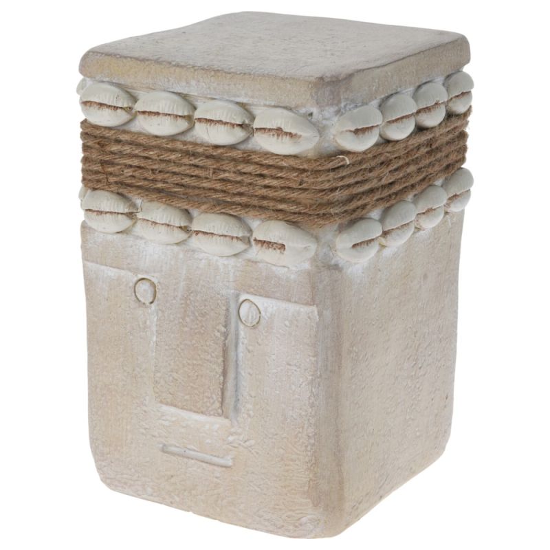 Decorative object, ceramic, beige, etnik, H27 x W19.5 x D19.