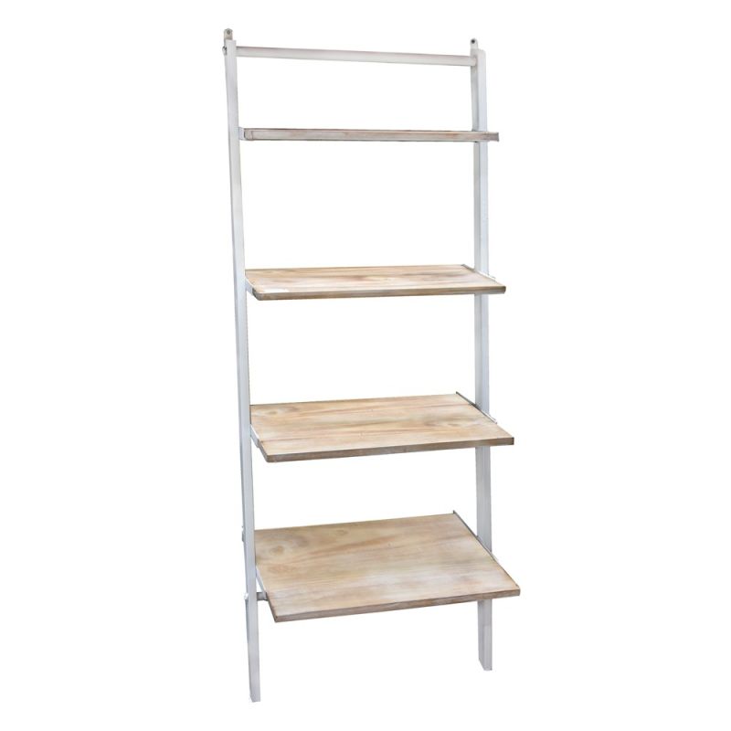 Multifunctional shelf, mural, metal/wood, white, 60x25xH155