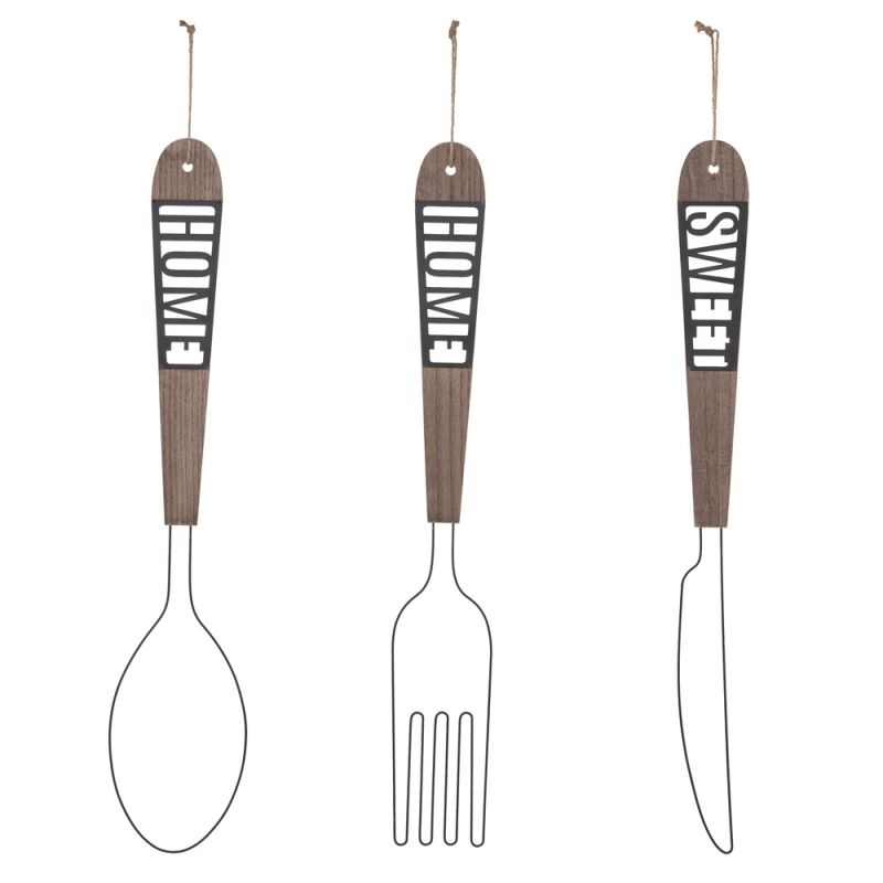 Wall deco, Spoon, iron/mdf, brown/black, 15xH77 cm | Megatek