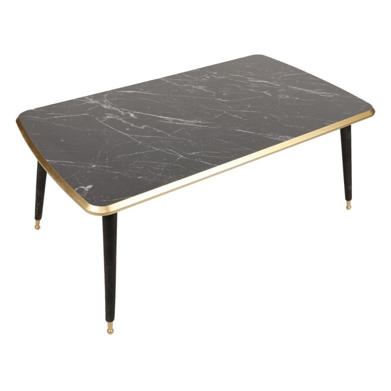 Tavolinë mesi, Mymob, melaminë, e zezë/flori, 70x40x45 cm