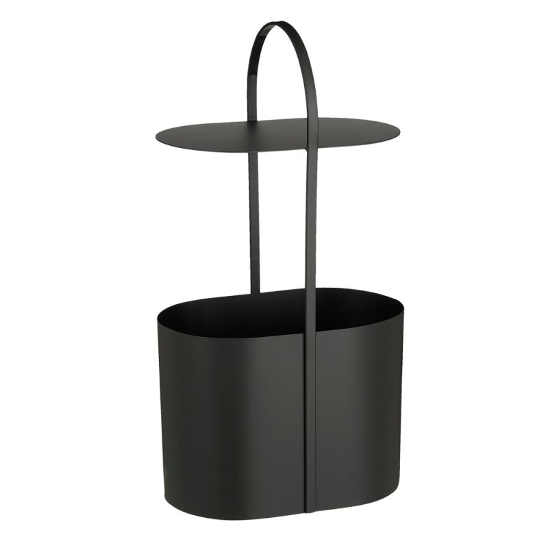 Side table and magazine holder, metal, black, 35x24xH69 cm