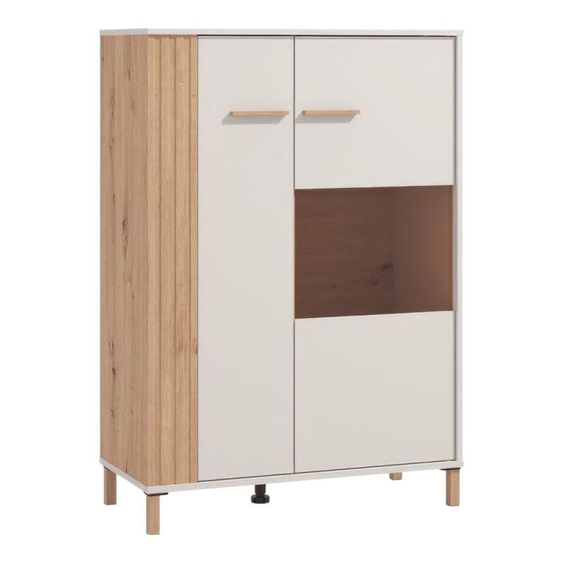 Display shelf, Belfort, melamine, white/oak, 85x40xH122 cm